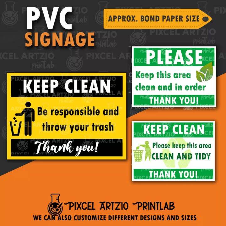 PVC SIGNAGE - KEEP CLEAN / THROW YOUR TRASH | Lazada PH