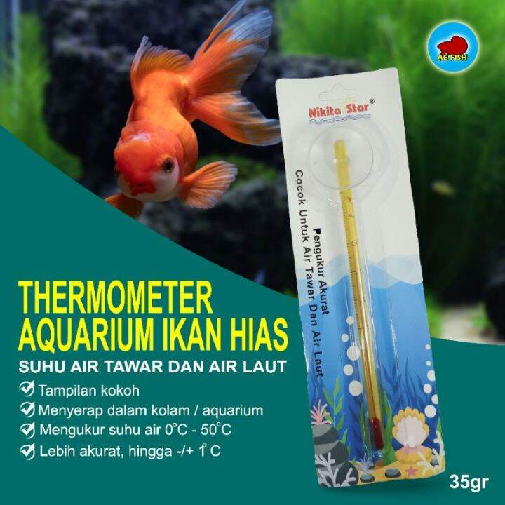 thermometer pengukur suhu air kolam aquarium termometer suhu ikan hias ...