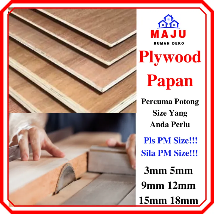 MAJU PLYWOOD PAPAN 12mm 15mm Custom Cut Size playwood sheet wood panel ...