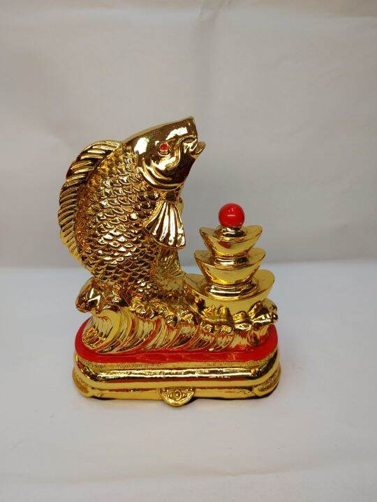 Gold Arowana Figurine Golden Arowana Figurine Gold Arowana statue Gold ...