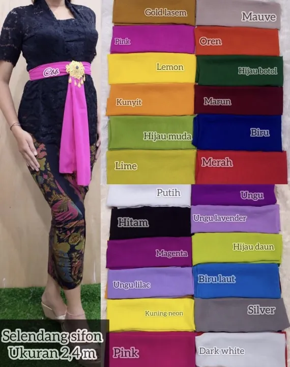 Selendang polos sifon - Selendang tari- selendang kebaya- selendang ...
