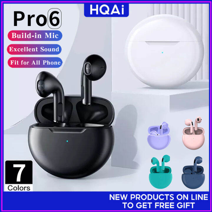 HQAi Pro6 7 Colors TWS Bluetooth Earbuds Wireless Bluetooth Earphone Touch Control 9D Stereo ...