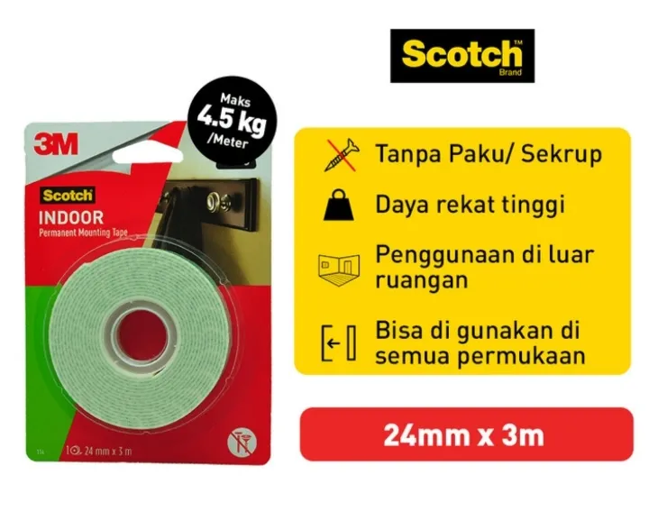 Scotch 3m Double Tape Mounting - Perekat Isolasi Mounting Tape Permanen ...