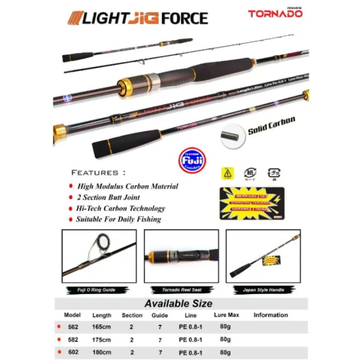 JORAN JIGGING TORNADO LIGHT JIG FORCE 180 PE 0.8 CARBON SOLID RING ...