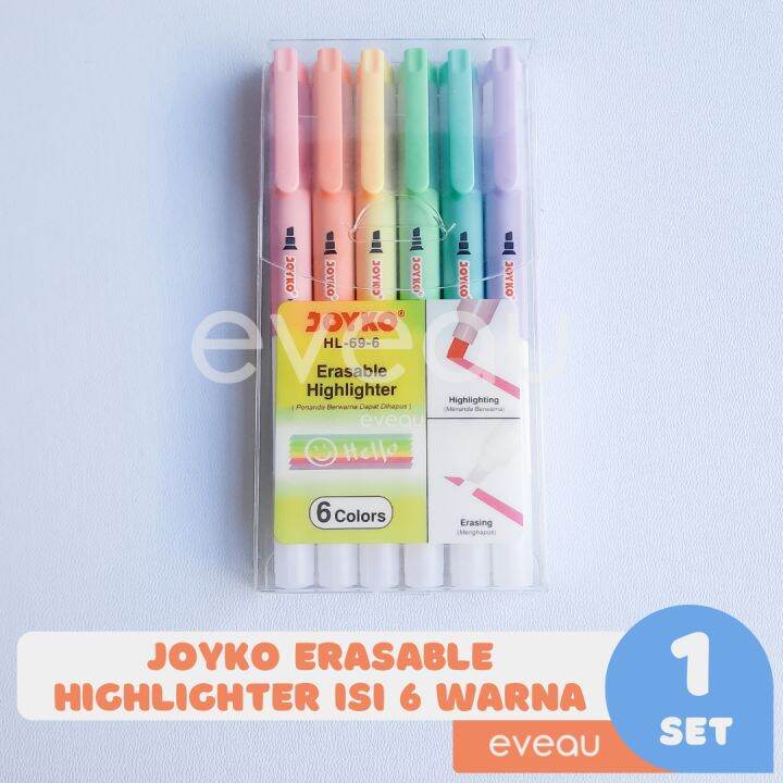 Erasable Highlighter Pen Pastel Penanda Berwarna Dapat Dihapus 6 Warna ...