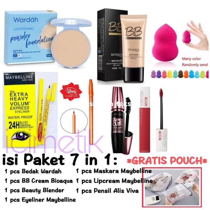 Paket Kecantikan Wanita 7 SET - Bedak Wardah Foundation Powder - Bb ...