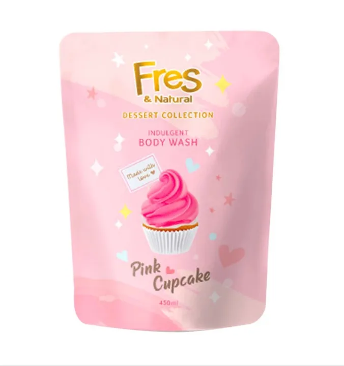 FRES&NATURAL Sabun Mandi Cair Pink Cupcake Pouch 400 ml | Lazada Indonesia