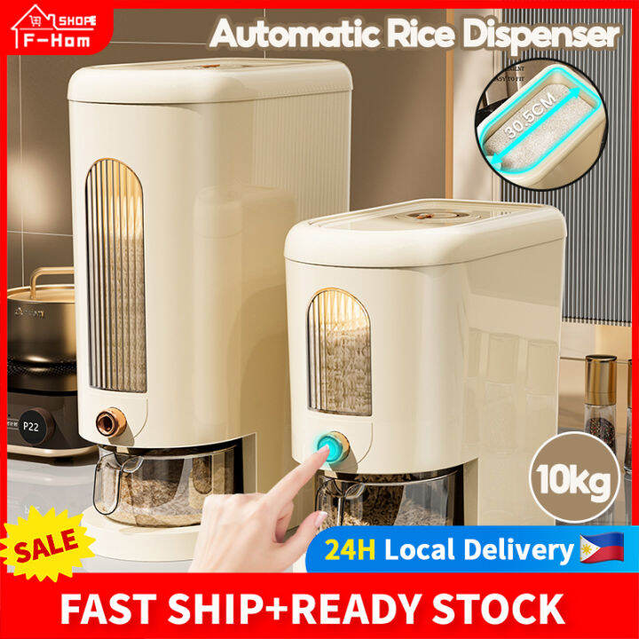 Fortune Home Automatic Rice Dispenser Storage 5kg/10kg Rice Bucket Storage Box Sealed Waterproof ...