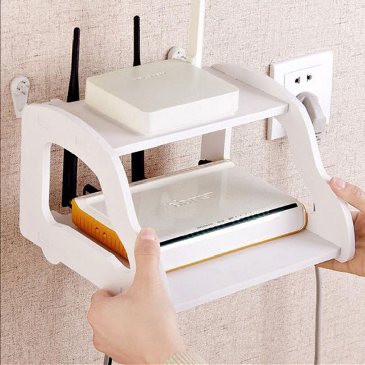 WIFI Router Storage Rack Display Holder Double Floating Wall Mount ...