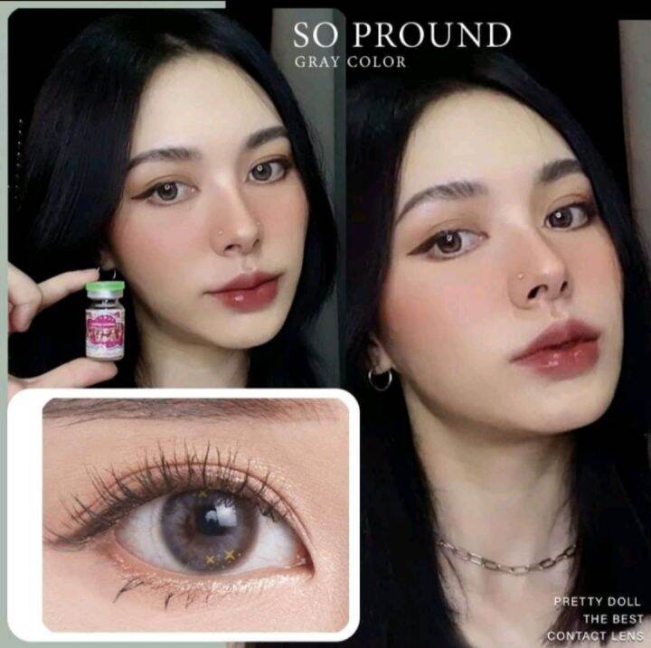 คอนแทคเลนส์ รุ่น Mini So Pround สีเทา/ตาล gray/brown ค่าสายตาปกติ ...