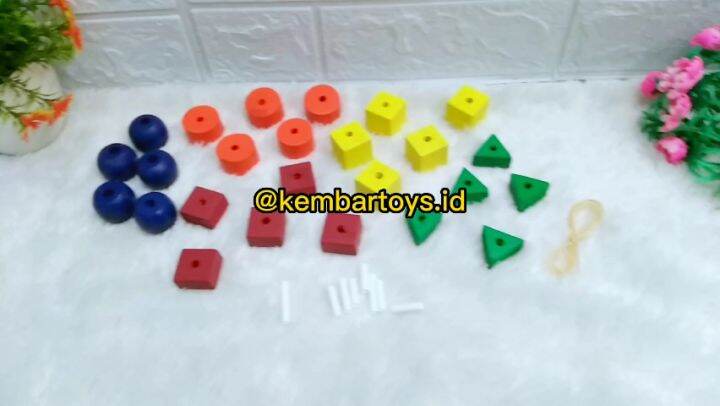 APE-RONCE-MIKA APE Mainan Anak Meronce Geometri Kayu Spon Edukasi ...