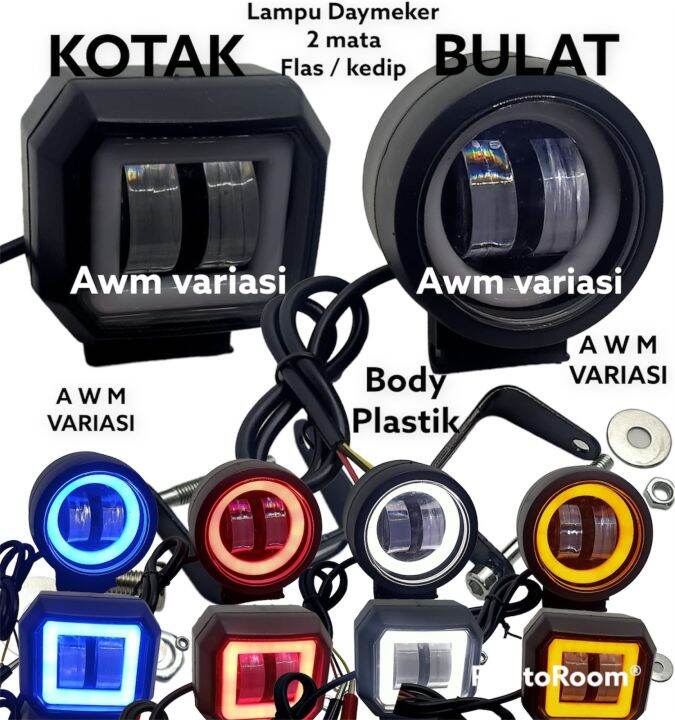 MINI DAYMAKER 2 LED 4D SOROT SUPER TERANG 12V DC 6W/LAMPU SOROT DAYMAKER MINI LED 2 MATA ANGEL ...