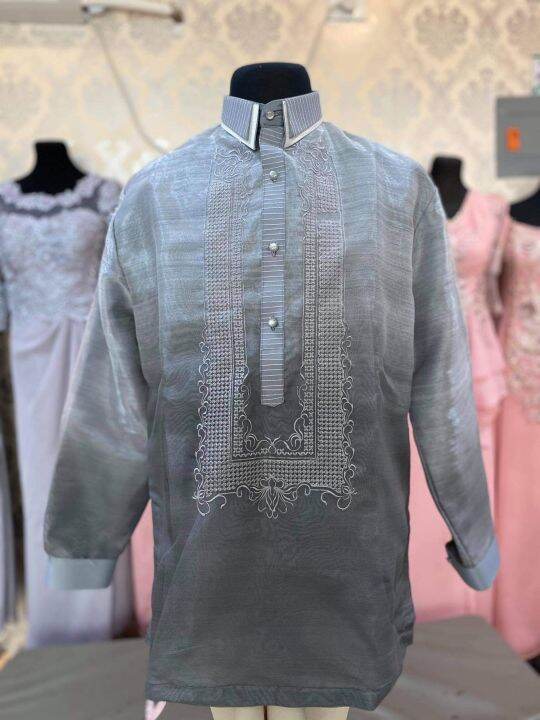 Gray monochromatic barong tagalog ( father of the bride, groomsmen ...