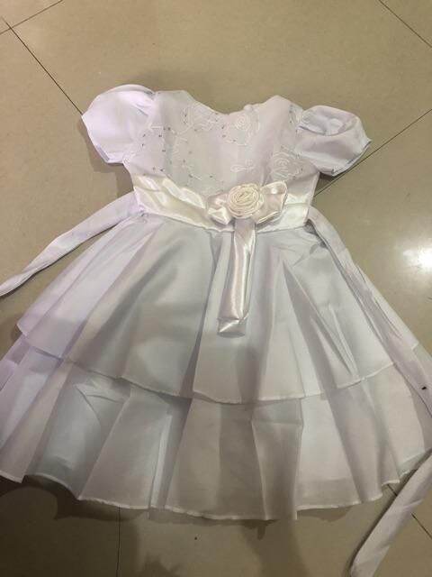 White dress with Free belo for Communion,graduation for kids | Lazada PH