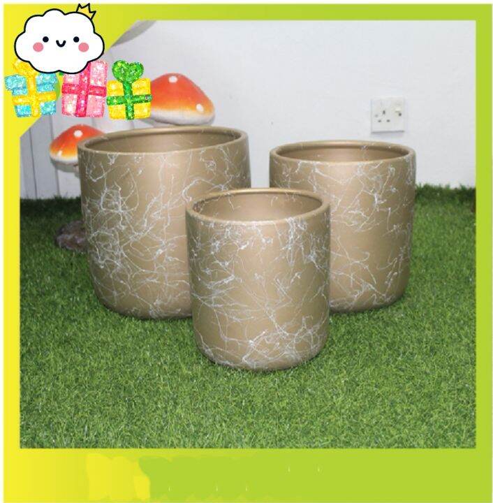 (Large Pot) Ceramic Gold Flower Vase 🇲🇾 Flower Pot / Pasu Seramik ...