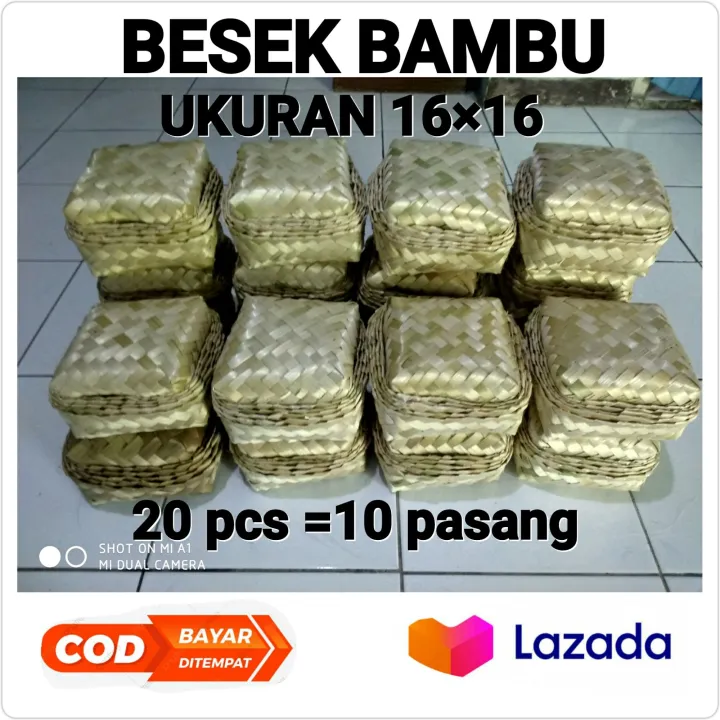 Besek Bambu { 20 PCS = 10 PASANG ukuran 16x16 } Anyaman Bambu/Tempat ...