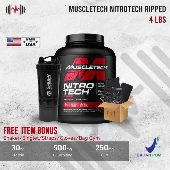 Muscletech Nitrotech Ripped 4 Lbs Nitro Tech Ripped Whey+FAT loss ...