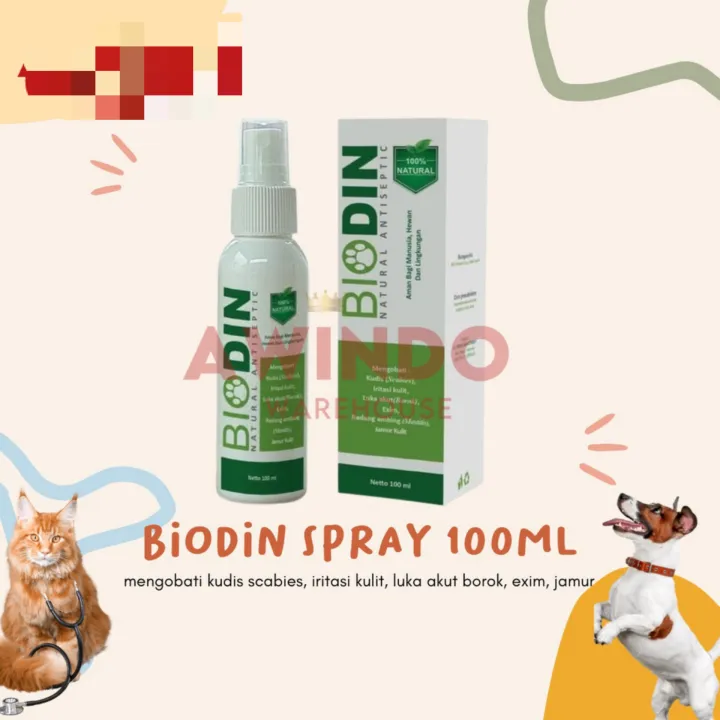 Biodin Spray 100 ml - Obat Kucing Anjing Kelinci Anti Jamur Luka ...