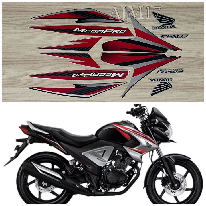 STIKER STRIPING MEGAPRO 2013 FI HITAM LIS MERAH | Lazada Indonesia