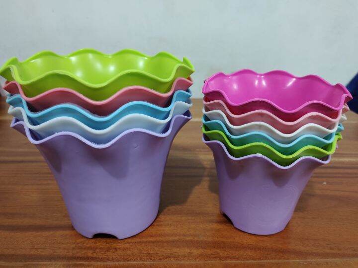 wave pots for plants pastel color D6xH5 inches, D5xH4 inches | Lazada PH
