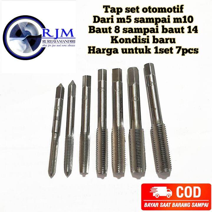 Tap hand tap set otomotif Dari m5 sampai m10 Baut 8 sampai baut 14 Kondisi baru Harga untuk 1set ...