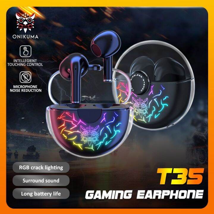 Onikuma T35 RGB รอยร้าวในหูกันน้ำ,หูฟังลดเสียงรบกวนหูฟังบลูทูธไร้สาย ...