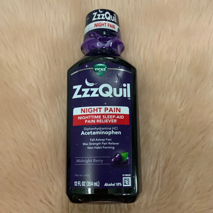 Vicks ZzzQuil Nighttime Pain Relief Sleep Aid Liquid 354ml Expiry 01/ ...