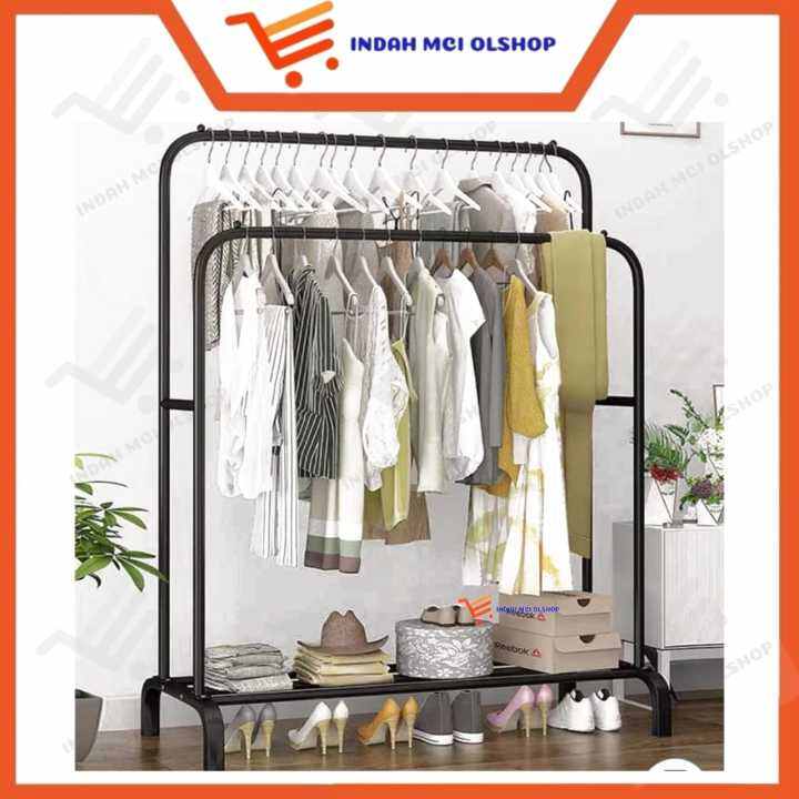 STAND HANGER GAWANG BESI / BUTIK DISPLAY / GANTUNGAN BAJU JEMURAN ...