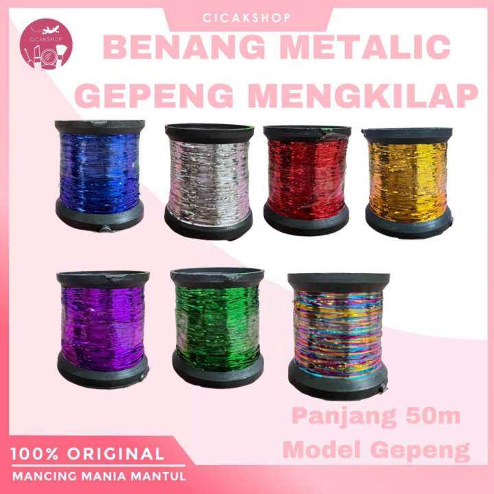 cicakshop88 benang metalic gepeng kilap wraping joran | Lazada Indonesia