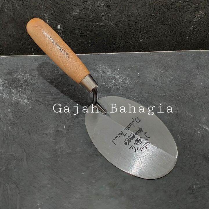 Sendok semen bulat 6 inch gagang kayu carbon steel Tjap Mata cetok ...