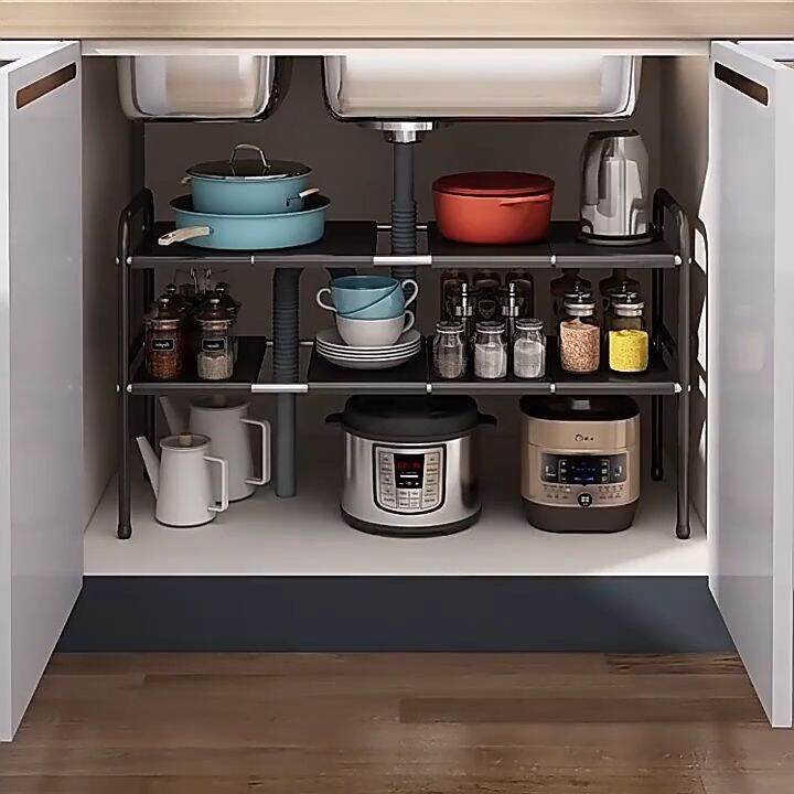 Kitchen Under Sink Rack Retractable Extendable Household Organizer ...