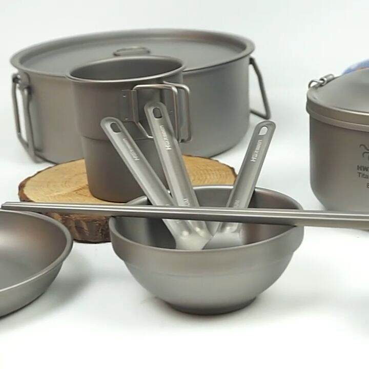 Titanium plate camping tableware camping plate outdoor portable pure ...