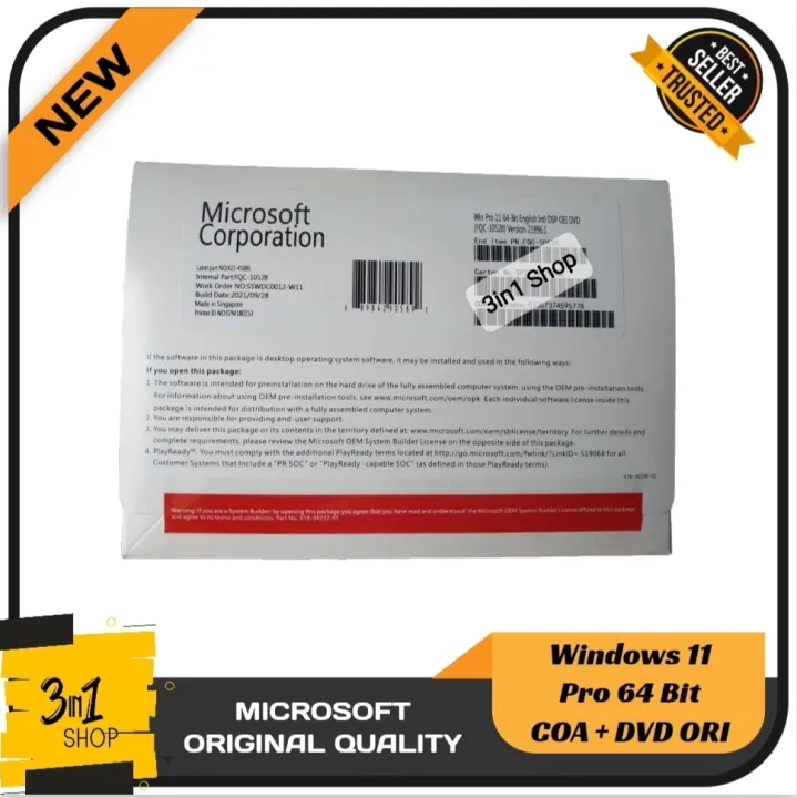 Windows 11 Pro Full Box Original + COA + DVD Original | Lazada Indonesia