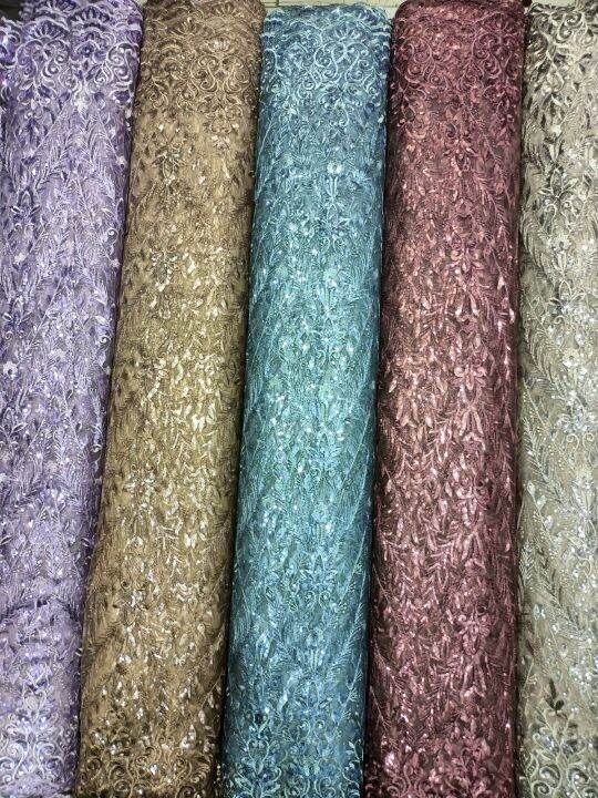 kain tulle payet sequin / tule bordir payet / elisabe/ bahan kebaya ...