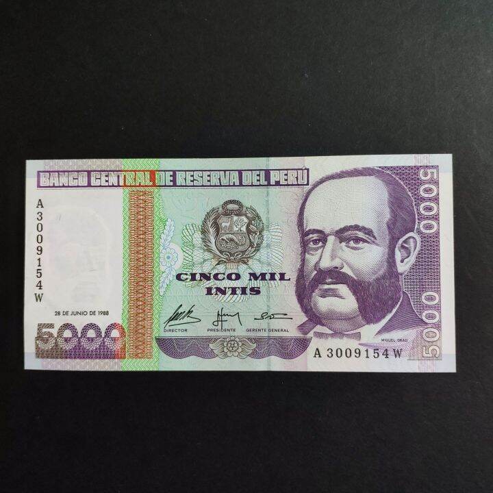 [ BANKNOTE ] PERU 5000 CINCO MIL INTIS OLD BANKNOTE 1988 - UNC | Lazada