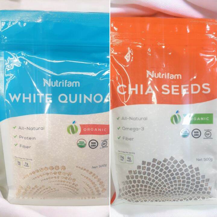 NUTRIFAM ORGANIC Chia Seeds (100g, 500g) and White Quinoa (500g ...