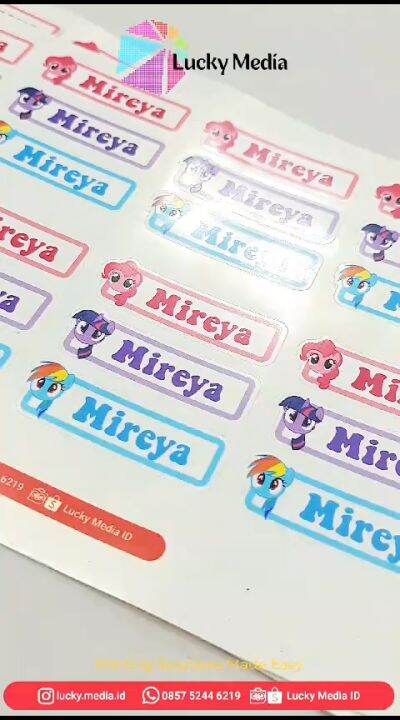 Sticker Label Nama Custom 48 / 96 pcs Waterproof Tahan Air Label Nama ...