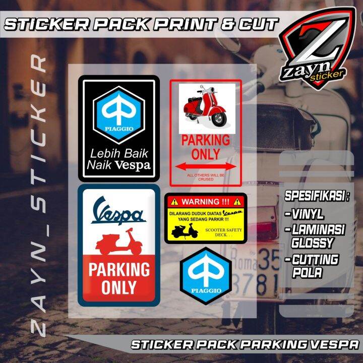 STICKER PACK STIKER PARKING VESPA + CUTTING | Lazada Indonesia