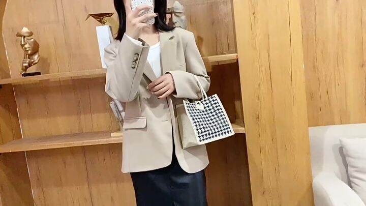 Houndstooth Pattern Canvas Tote Bag Portable Storage Handbag Button ...