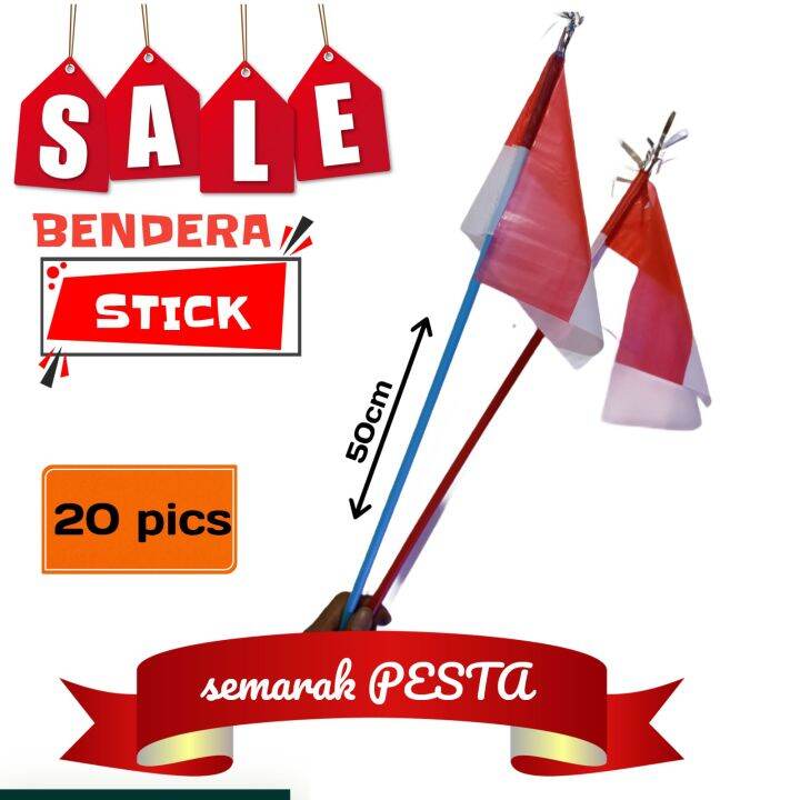 (20 pics) bendera stick merah putih, bendera pluit, bendera agustusan ...