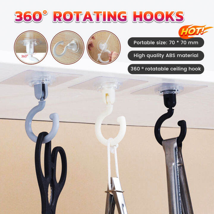 E.B. 360° Rotating Hooks Traceless and No Punching Self-adhesive Wall ...