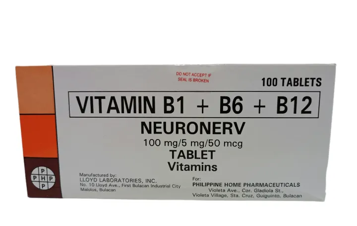 NEURONERV Vitamin B1 + B6 + B12 B Complex 100's tablets | Lazada PH