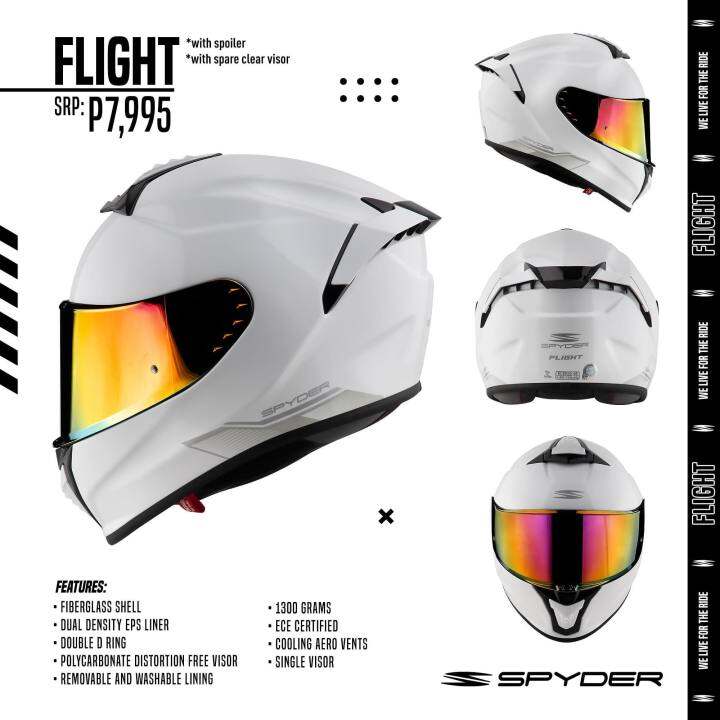 Spyder Flight Fiber Glass Super Light Weight Full Face Helmet | Lazada PH