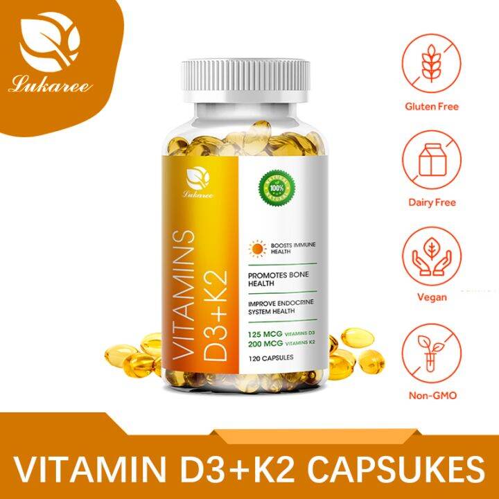 Vitamin D3K2 Capsules with 5000IU D3 & 200mcg K2(MK-7) Supports Healthy ...