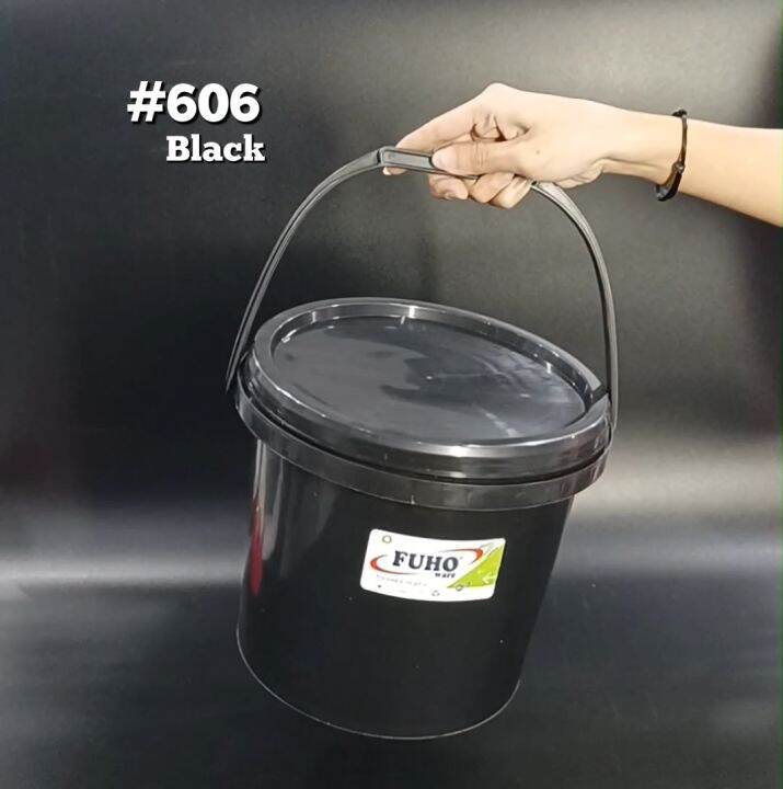 FUHO 3pcs 6 Liters Black Bucket / Food Keeper / Multi-Purpose Plastic ...