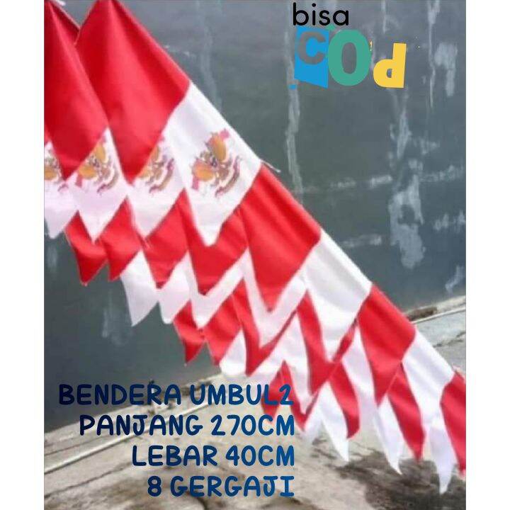 BENDERA UMBUL UMBUL ZIG ZAG 280CM MERAH PUTIH HIJAU BIRU KUNING UNGU ...