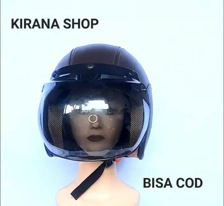Helm Bogo Dewasa Full Kulit Polos Warna Coklat Tua | Lazada Indonesia