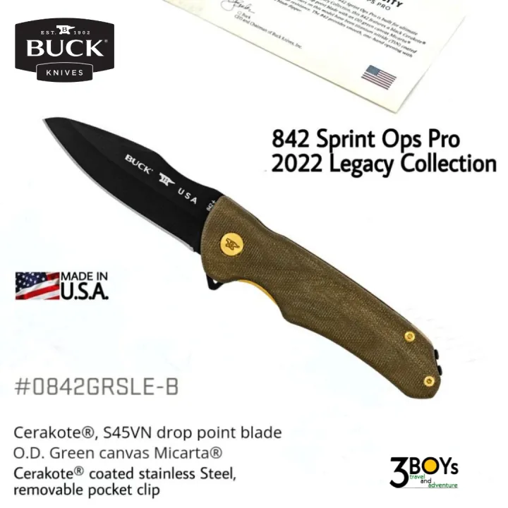 มีด BUCK แท้ รุ่นSprint Ops Pro2022 มีดสะสมของปี 2022 ใบมีดS45VN เคลือ ...