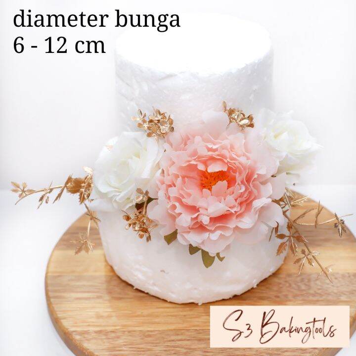 Cake Topper hiasan kue artificial Flower luxury peony peach set | Lazada Indonesia