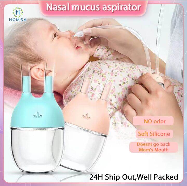 HOMSA Baby Nasal Aspirator Newborn Nose Cleaner Snot Pump Soft Silicone ...
